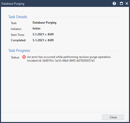 Database purging failed - Check Point CheckMates