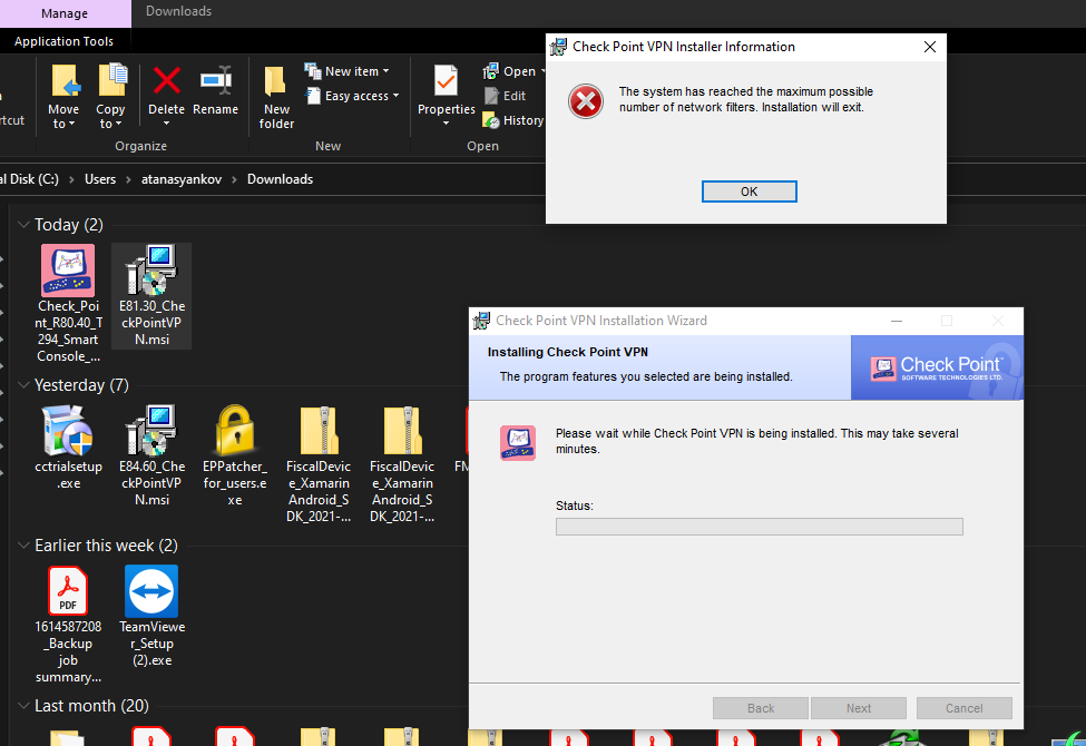 Network Filters Error Installing Vpn Client Check Point Checkmates