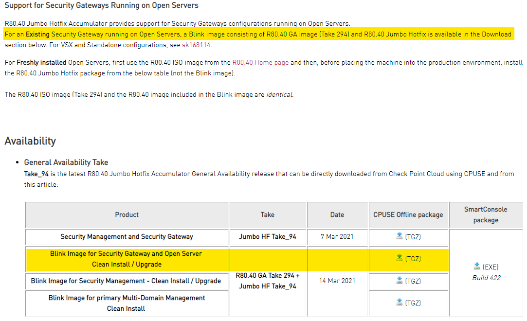 Jumbo installation on open server gateway - Check Point CheckMates