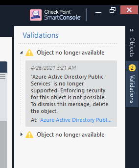 Clearing Validations pane warning in SmartConsole - Check Point CheckMates