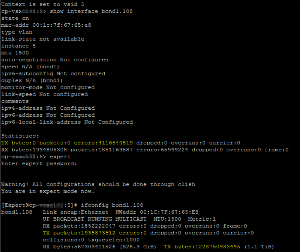 Different Statistics For Interface Via Clish Or If Check Point