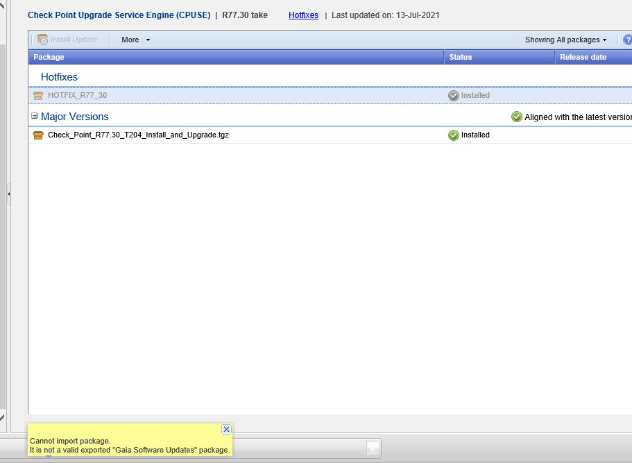 Checkpoint Cpuse Cannot Import Package R7730 Check Point Checkmates