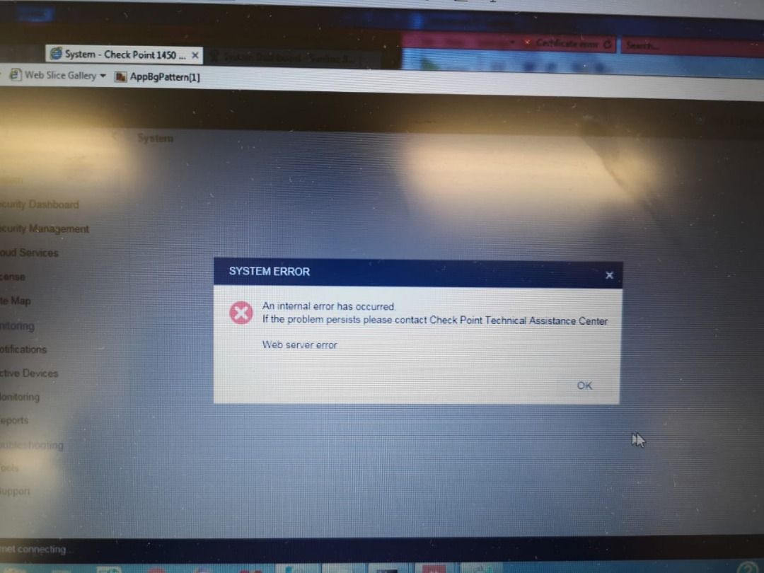 Firewall UI Web Error - Check Point CheckMates