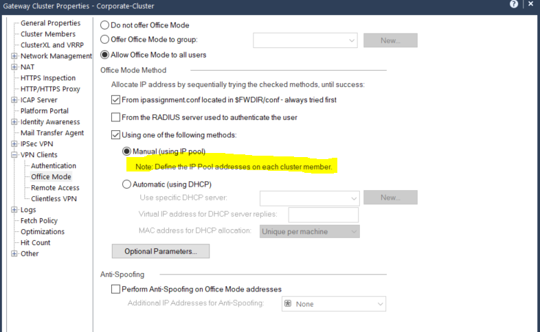 Solved Remote Access Vpn Office Mode Check Point Checkmates
