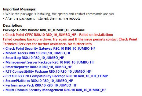 CPUSE will fail to install new Jumbo on restored g... - Check Point ...