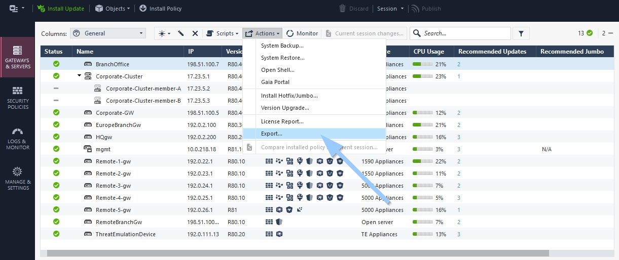 report of the current versions of the firewalls - Check Point CheckMates