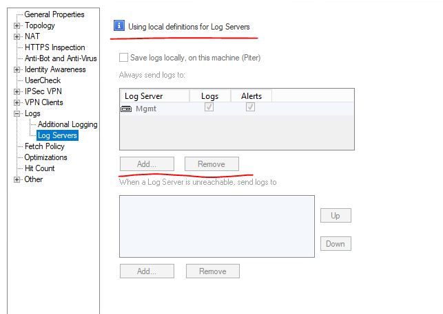 The choice of the log server for SMB - Check Point CheckMates