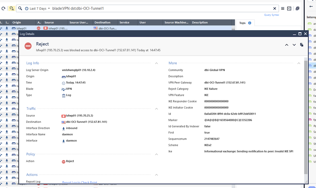 IKE failure on VPN between checkpoint and OCI - Check Point CheckMates