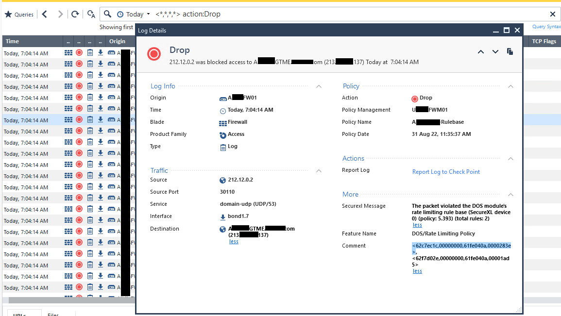 fwaccel dos deny logging - Check Point CheckMates