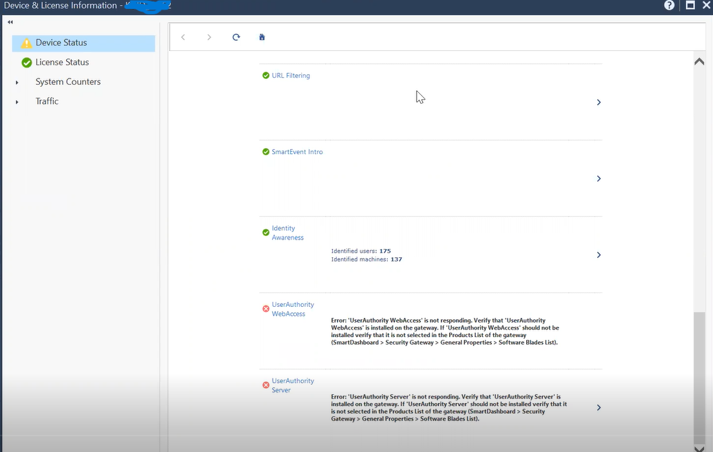 Solved: User Authority server blade error in smart console... - Check ...