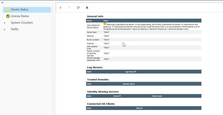 Solved: User Authority server blade error in smart console... - Check ...