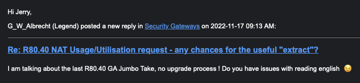 Solved: R80.40 NAT Usage/Utilisation request - any chances... - Check ...