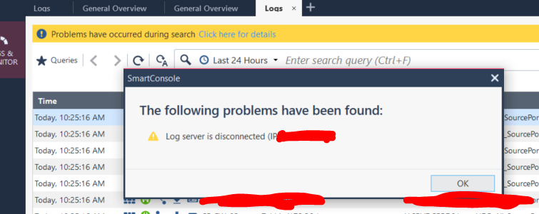 Log Server Is Disconnected Message In Smartconso Check Point