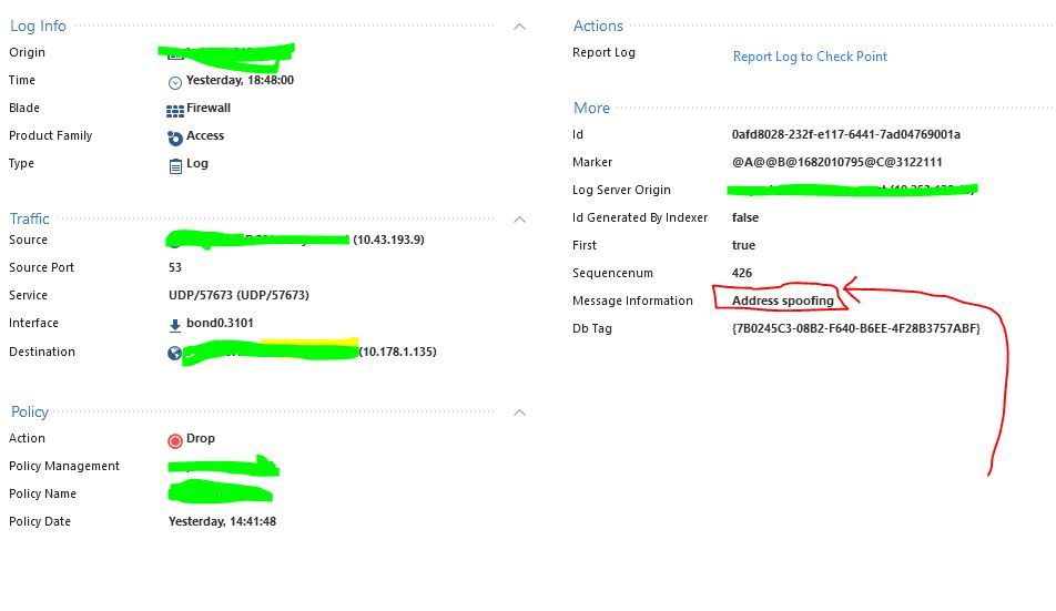 Solved: Traffic Dropped and in logs rule name/number colum... - Check ...