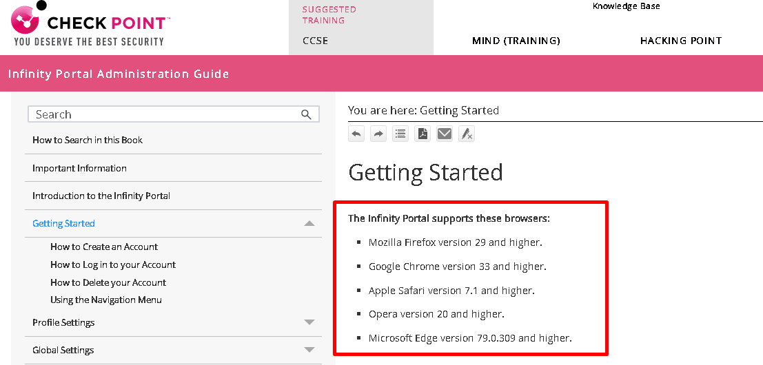 Solved: Supported Web Browsers for Infinity Portal - Check Point CheckMates