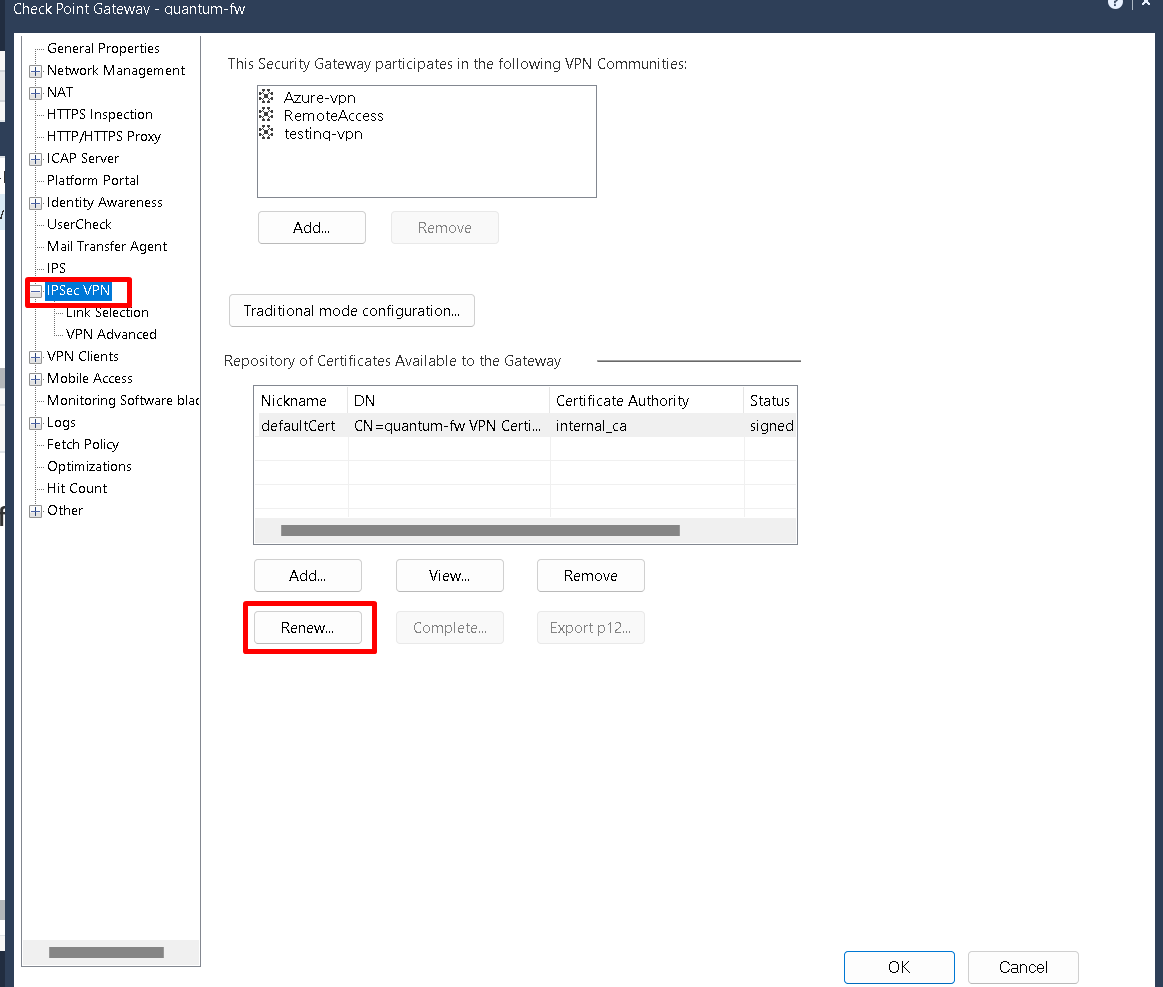 Problem With Ipsec Vpn Internal Ca For My Checkpoi Check Point