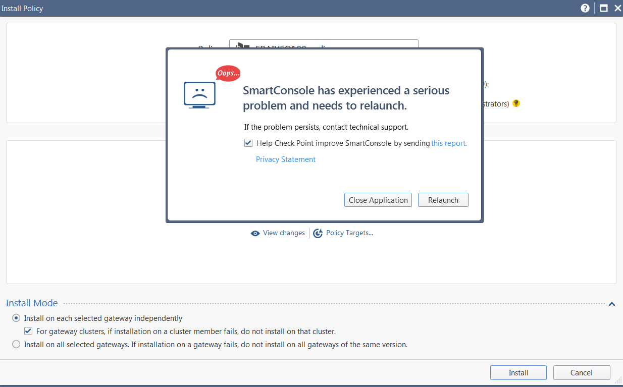 [ISSUE] Smartconsole : View Changes - Check Point CheckMates