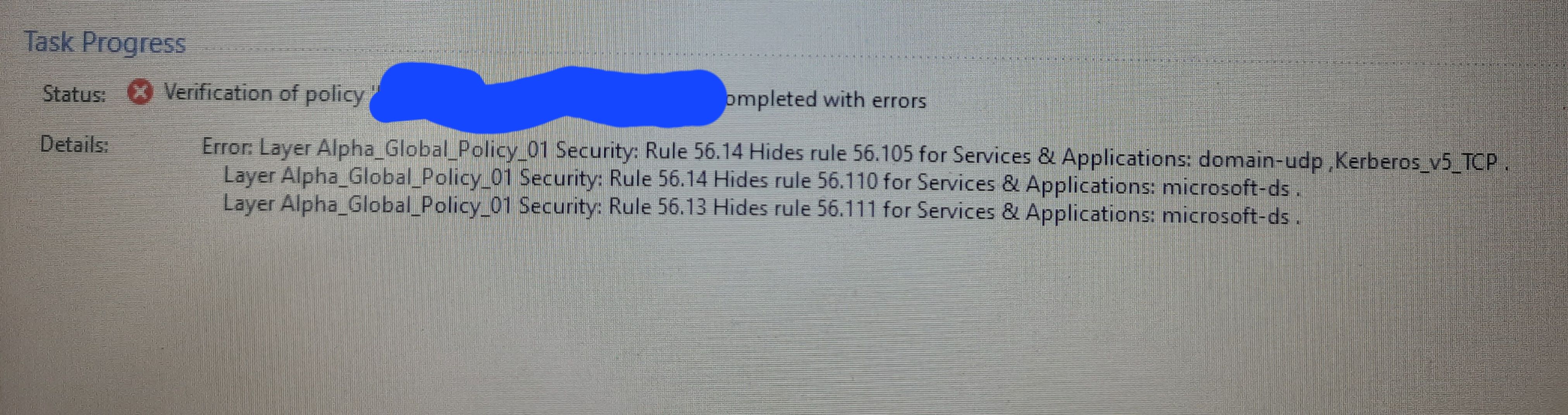 Solved Policy Verification Erroe Check Point Checkmates