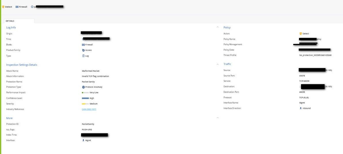 Same Source And Destination Gw Only Invalid Tcp Check Point