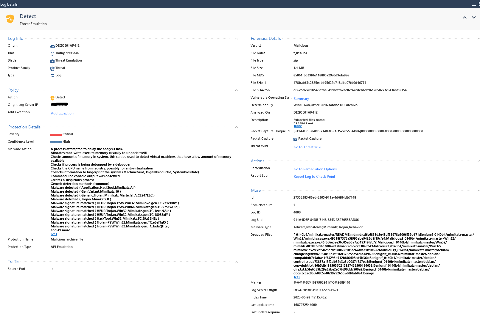 Identify Threat Emulation Event - Details - Check Point CheckMates