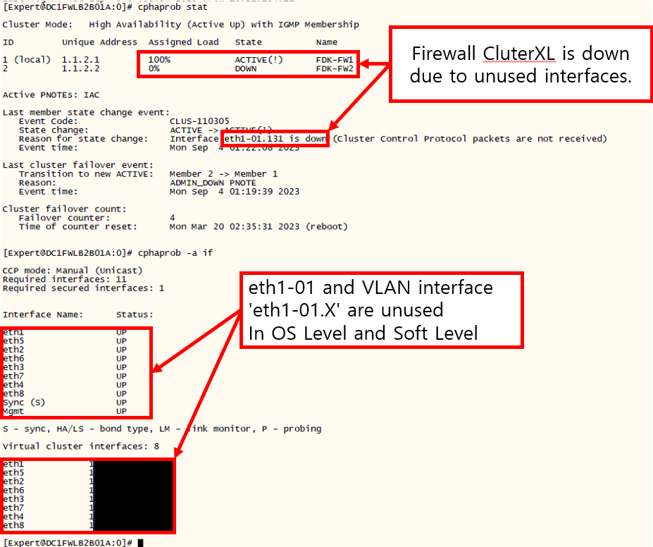 In Clusterxl Unused Interfaces Are Marked As Moni Check Point