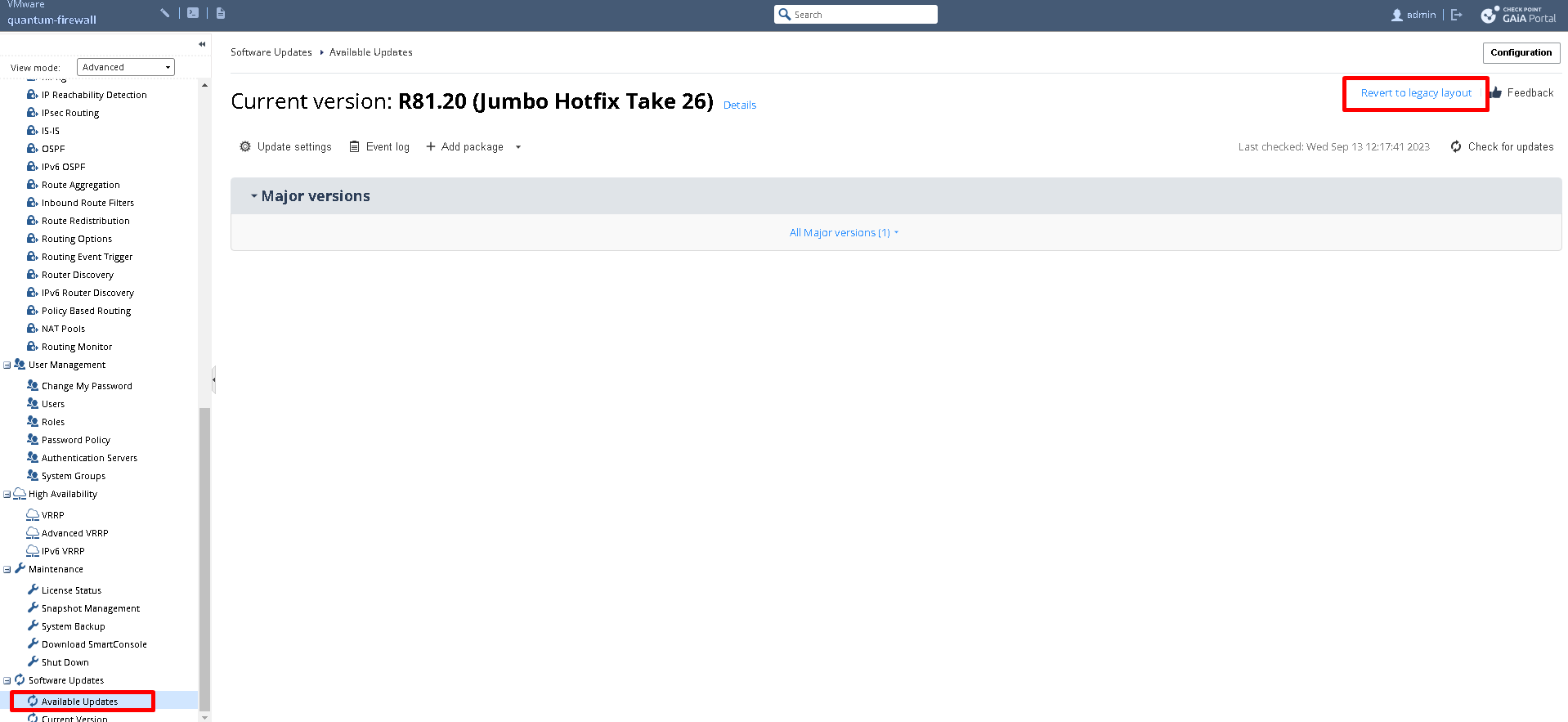 Solved: how to revert new experience CPUSE upgrade option - Check Point ...