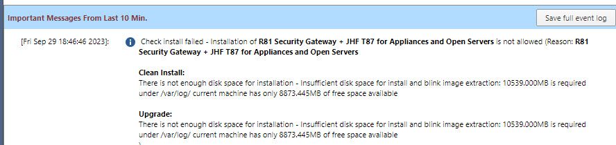 Failure with UPGRADE process - Check Point CheckMates