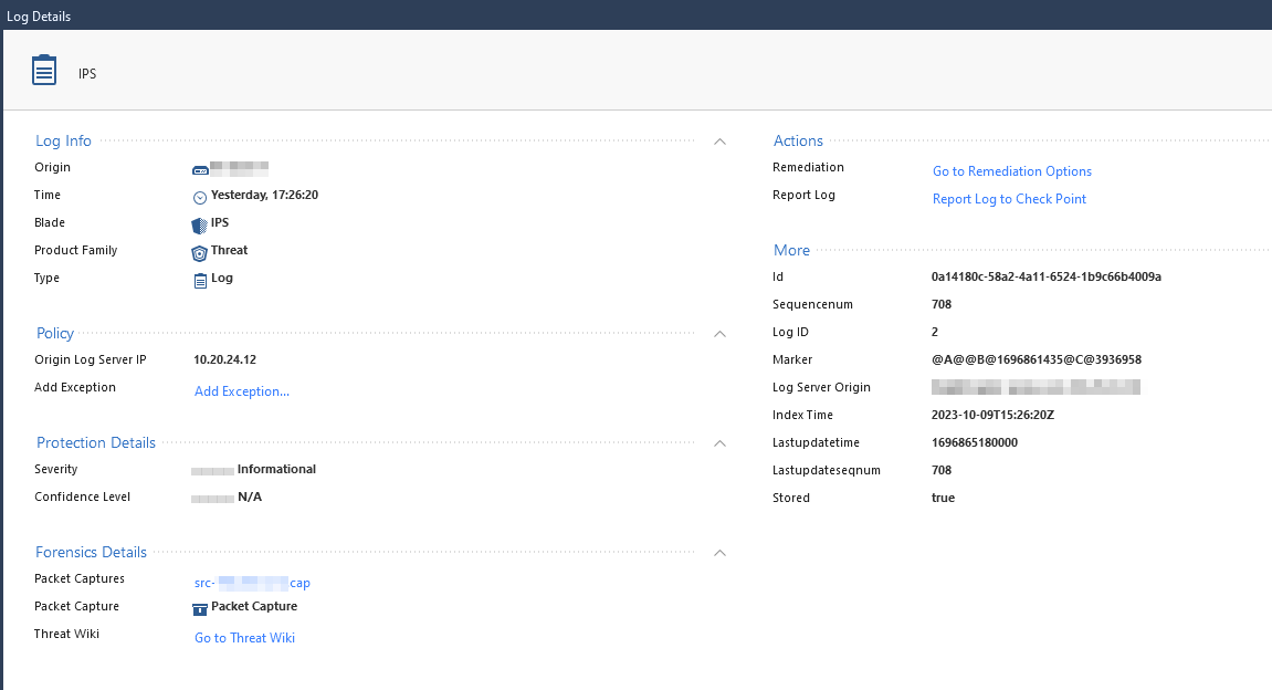 Tons of empty (informal) IPS logs - Check Point CheckMates