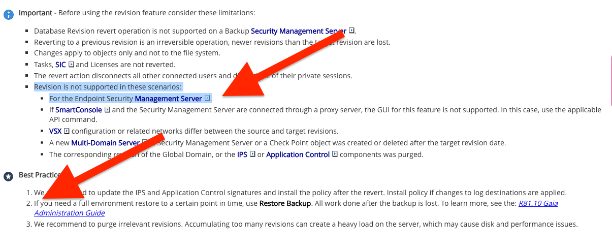 Management Database Revert With Endpoint Check Point Checkmates
