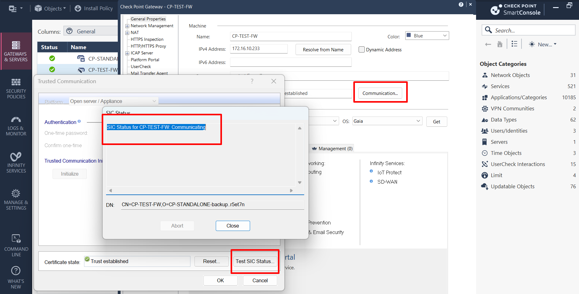 Solved: SmartConsole R81.10 lost connectivity to one of my... - Check ...