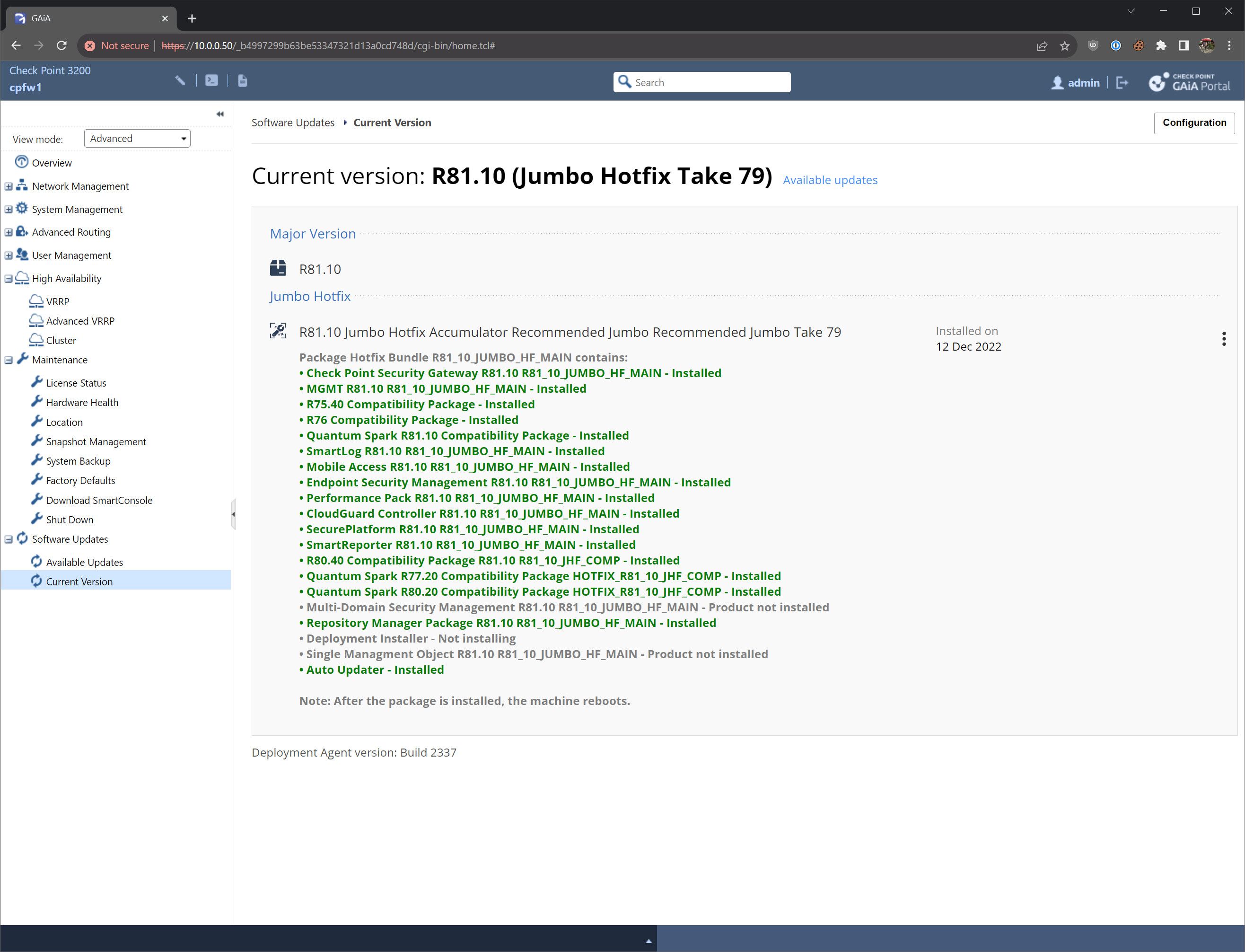 Kudos on new software update UI in GAIA console (R... - Check Point ...