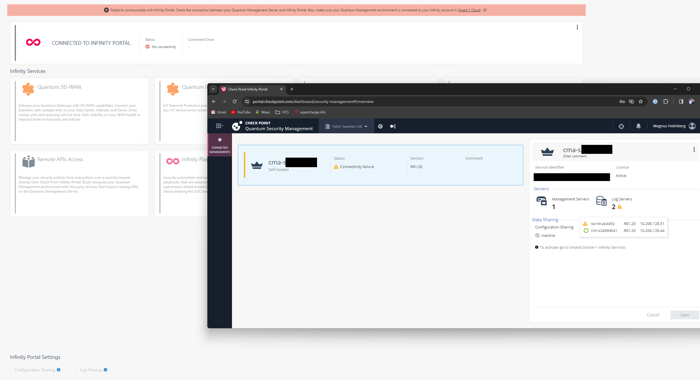infinity services connect with mds - Check Point CheckMates