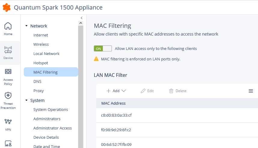 MAC filtering on Wireless using CLI - Check Point CheckMates