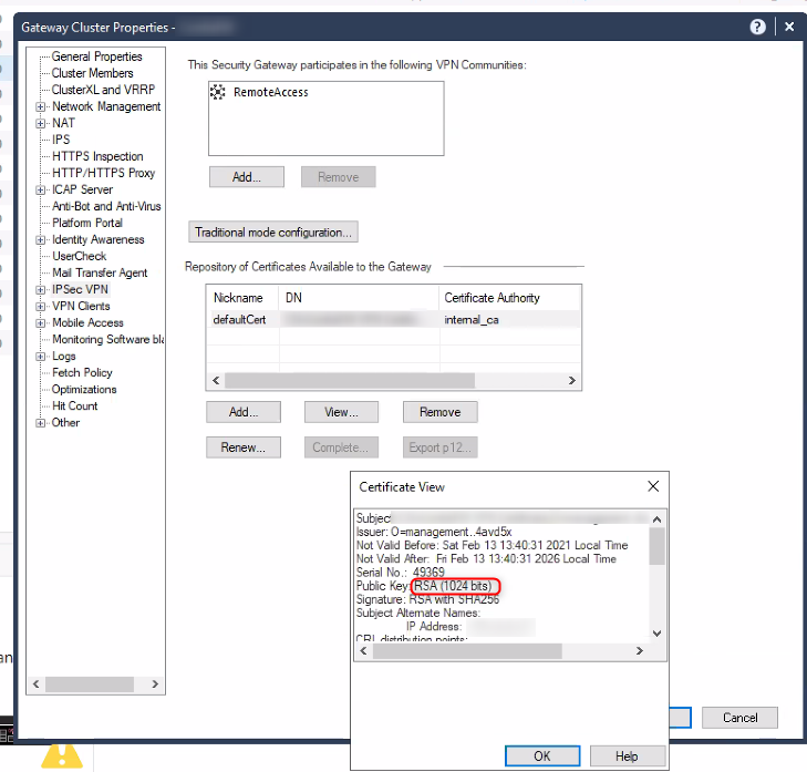 Solved: Change RSA Key 2048 to 4096 to Client VPN - Check Point CheckMates