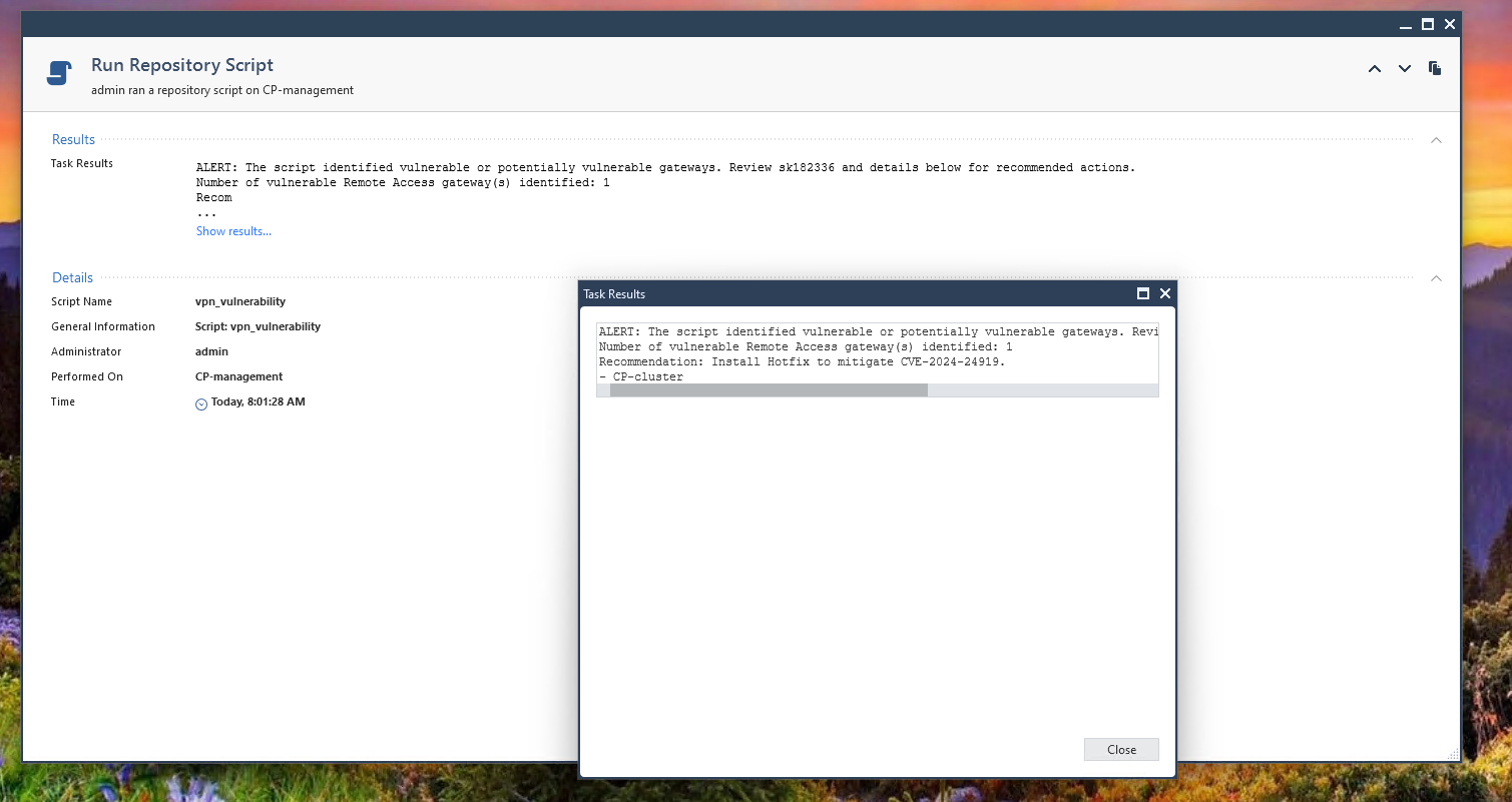 Notes On Script To Identify Vulnerable Security Ga Check Point 1267