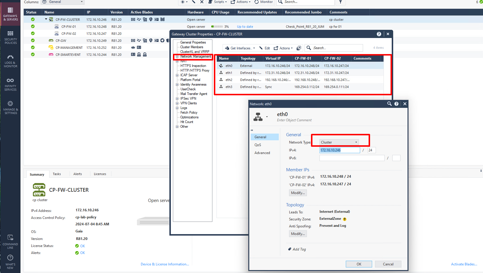 Cluster checkpoint - Check Point CheckMates