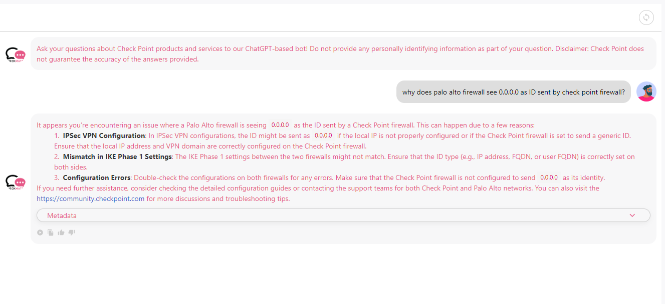 Solved: VPN Check Point - Palo Alto issue - Check Point CheckMates