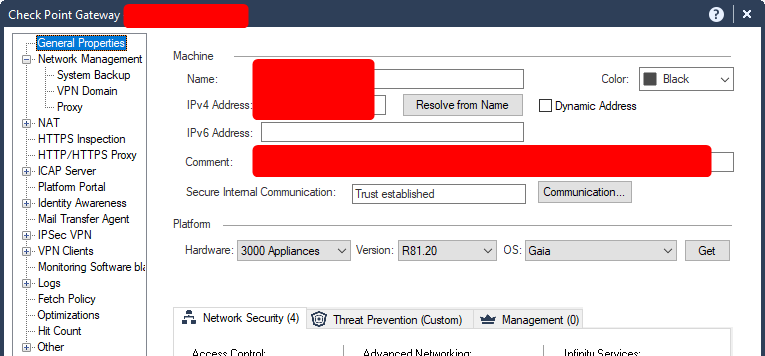 Switched from embedded to full Gaia OS GW, gateway... - Check Point ...