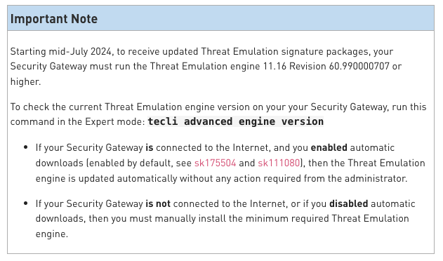 Threat Emulation update error - Check Point CheckMates
