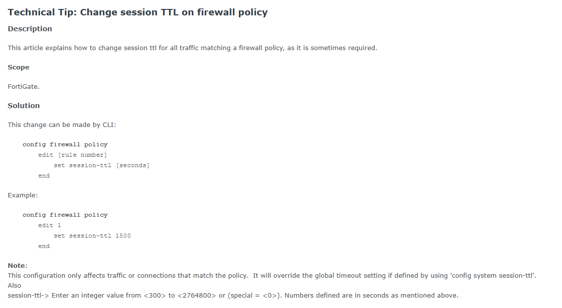 How configure Session TTL on the policy rule Check... - Check Point ...