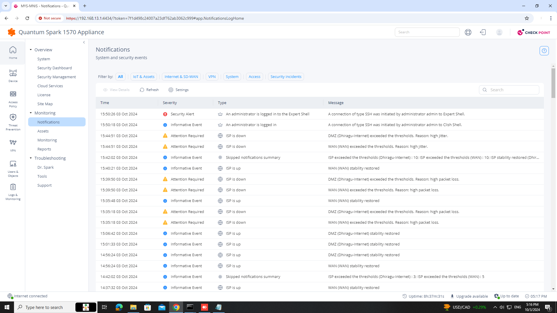 Solved: Quantum Spark 1570 WAN link time to time down - Check Point ...