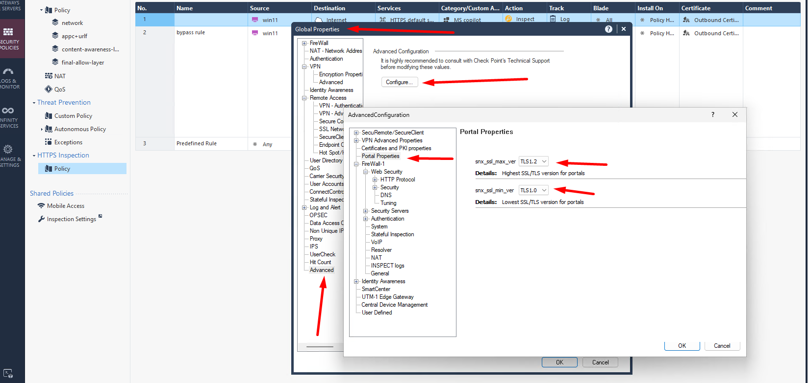 TLS version - Check Point CheckMates