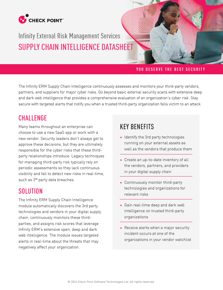 Infinity ERM: Supply Chain Intelligence Datasheet - Check Point CheckMates