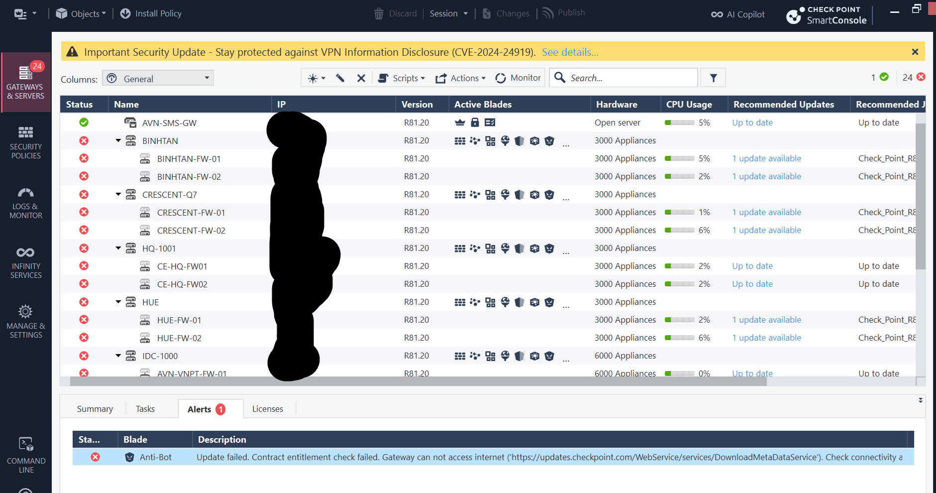 Anti-bot Update failed. Contract entitlement check... - Check Point ...