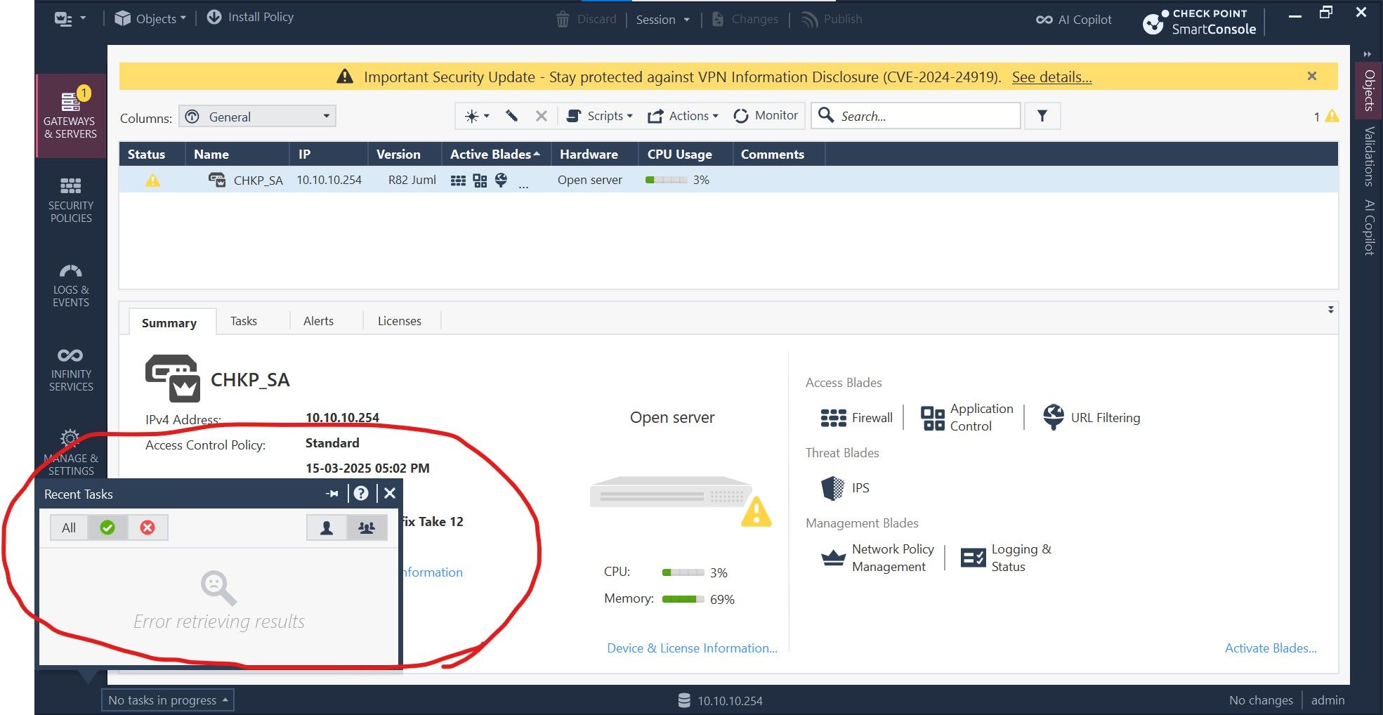 Smartconsole doesn't show any task statuses | R82 - Check Point CheckMates