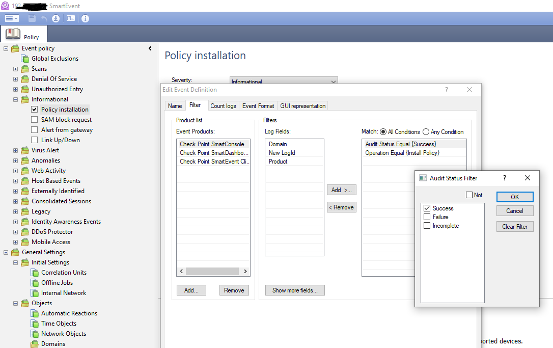 Failed Policy Install Logging Check Point Checkmates