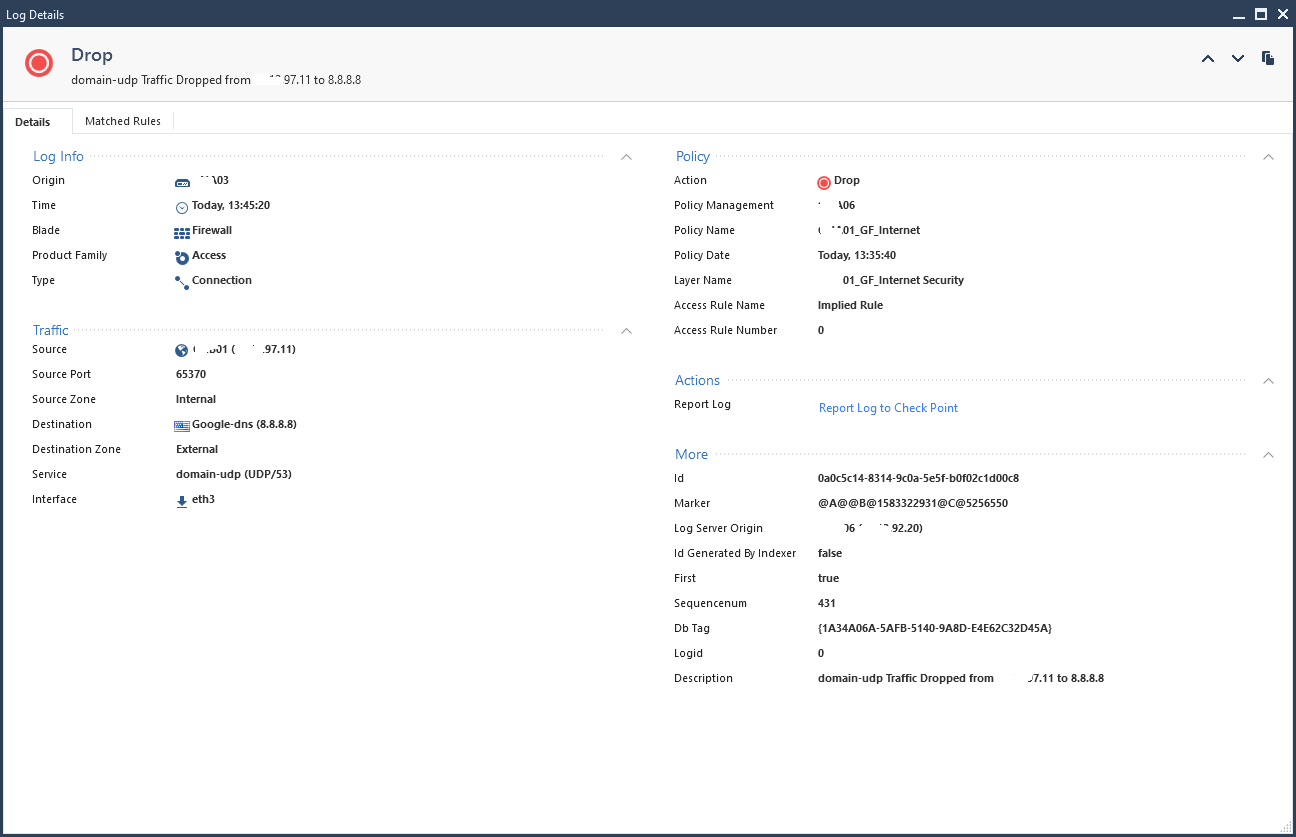 Traffic dropped on implied rule 0 - Check Point CheckMates